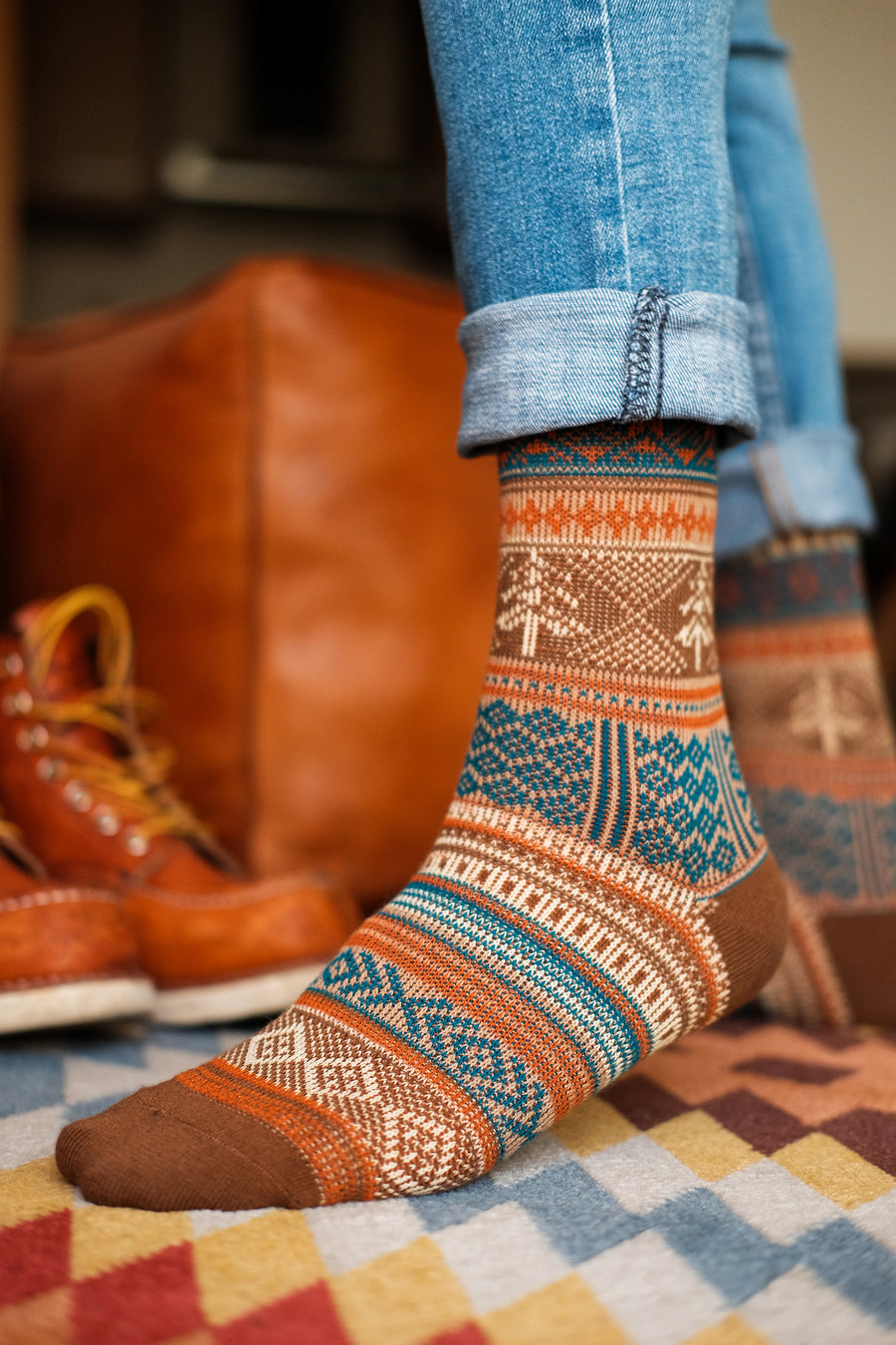 Funky unisex tribal-patterned socks. Step up your sock game now ...
