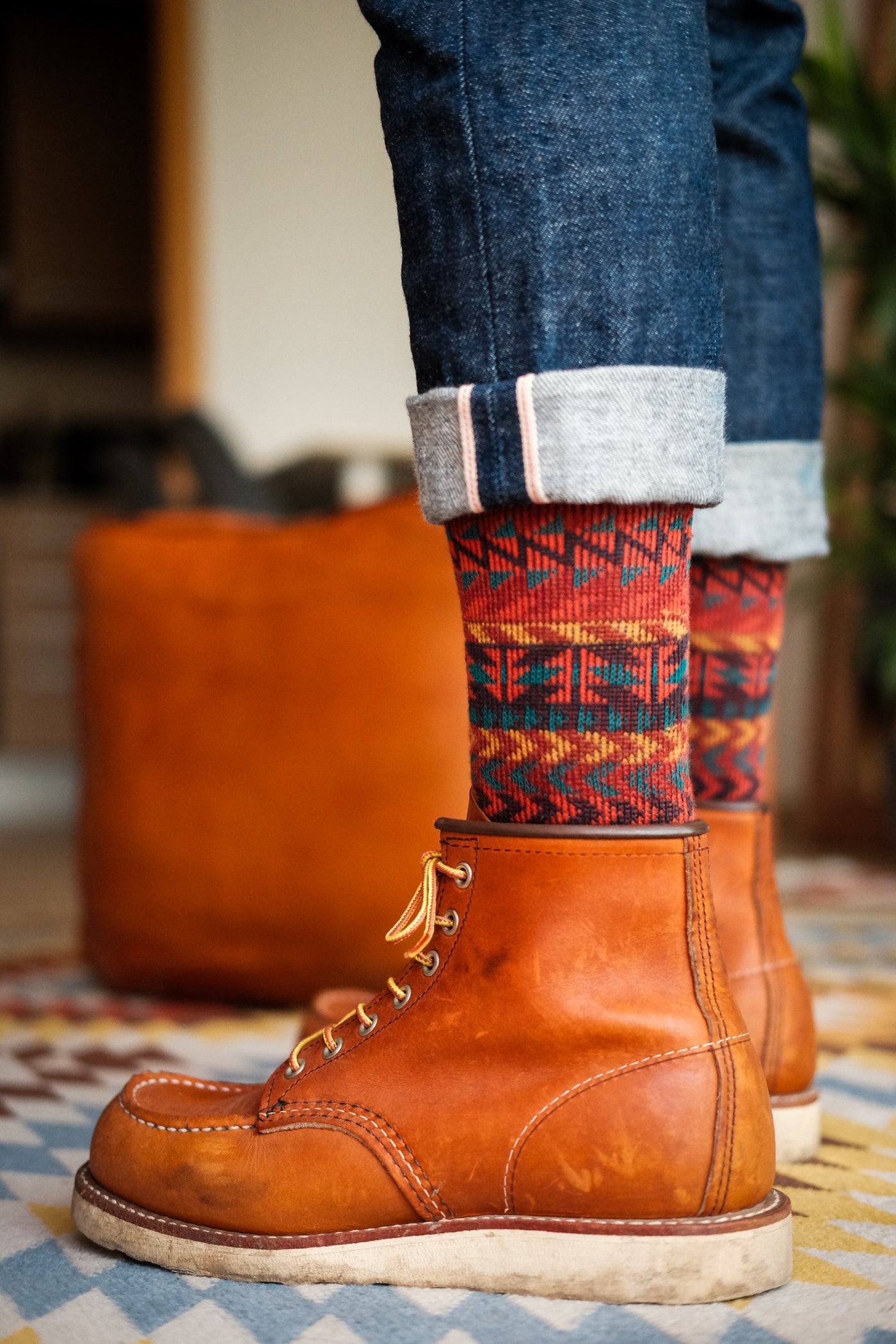 Funky unisex tribal-patterned socks. Step up your sock game now ...